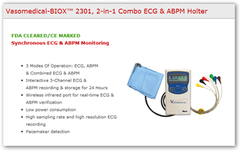 Vasomedical Combined ECG Holter, Ambulatory Blood Pressure/Software ...
